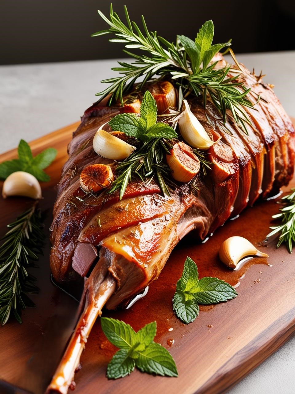 Roast Leg of Lamb with a Minted Red Wine Jus - The ChefsNotebooks.com
